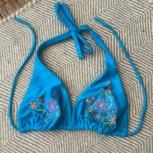 Source Unknown | Swim | Embroidered Beaded Peace Floral Bikini Swimsuit ...